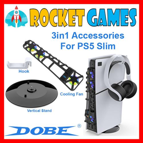 Promo Dobe 3in1 Accessories ps5 slim Hook, Cooling Fan, Vertical Stand ...