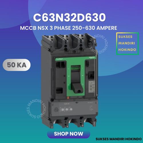 Promo MCCB 3 Phase 630 Ampere 3P 630A Breaker 50kA 250-630 Amper ...