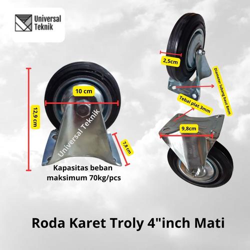 Promo Roda troli karet Mati 4" Caster kastor 4 inch etalase troli troly ...