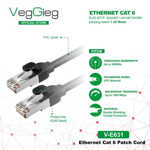 Jual VegGieg Kabel LAN RJ45 Cat 6 SFTP Ethernet Gigabit (Double ...