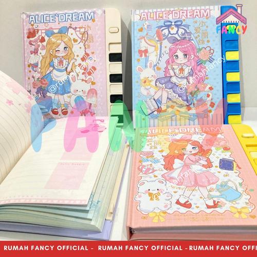 Jual Buku Diary Kunci/ Diary + Password FANCY 1495 50K Motif Kartun ...