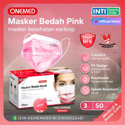 Promo Onemed | Masker 3 Ply Earloop Pink | Masker Medis | Surgical Mask ...