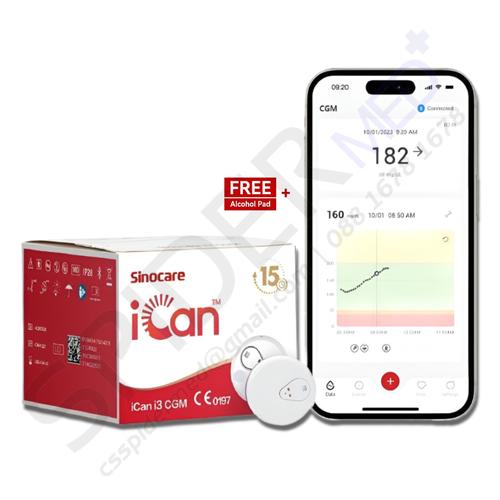Jual Sinocare iCan i3 CGM Alat Cek Gula Darah 24 Jam 15 Hari Berkelanjutan Continuous Glucose ...
