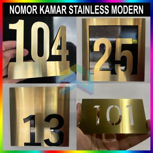 Promo Nomor Kamar Kost Hotel Stainless Steel GOLD Modern Eksklusif ...