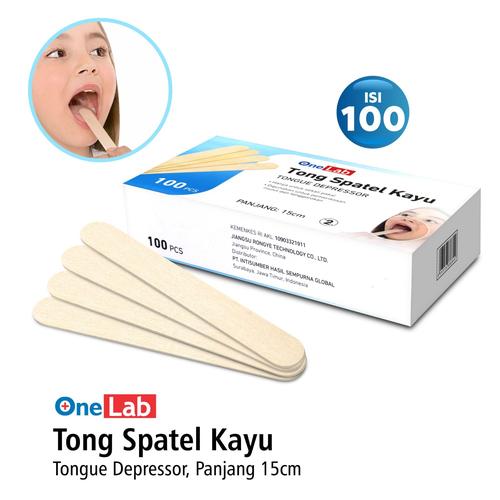 Jual ONEMED ONELAB Tong Spatel Kayu Box Isi 100 Pcs - Tongue Depressor ...