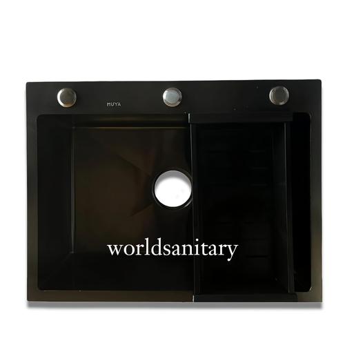 Jual Kitchen Sink Muya | Bak Cuci Piring Black 6045 - Kran Pipa ...