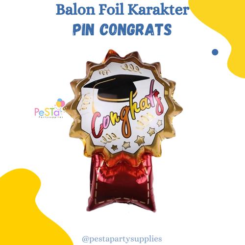 Jual Balon Foil Tema Wisuda/Graduation Karakter Pin Wisuda/Pin Congrats ...