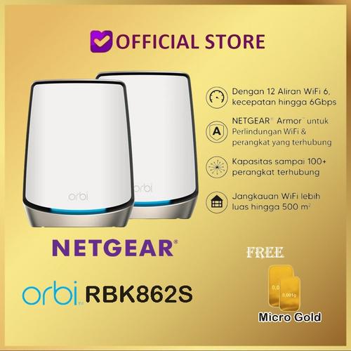 Promo Netgear RBK862S AX6000 Orbi Tri Band Mesh Wifi 6 Mesh System ...