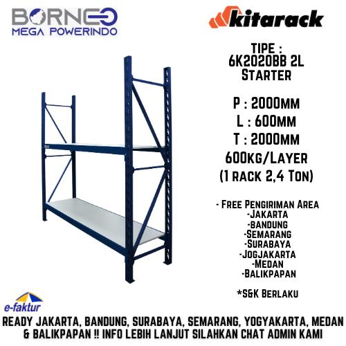 Jual KITARACK WAREHOUSE RACK 6K2020 STARTER HEAVY DUTY 2 LAYER 600KG ...