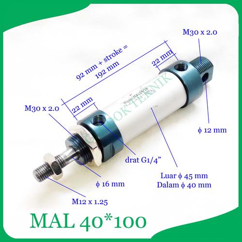 Jual MAL40-100 Air / Pneumatic Cylinder MAL40x100 Silinder Pneumatik / Angin - Jakarta Barat ...