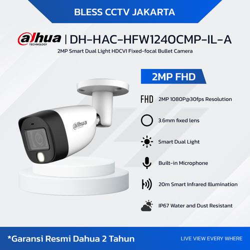 Jual Kamera CCTV Outdoor Dahua DH-HAC-HFW1240CMP-IL-A 2MP Smart Dual ...