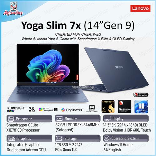 Jual LENOVO YOGA SLIM 7X GEN 9 SNAPDRAGON X ELITE X1E78100 32GB RAM 1TB ...