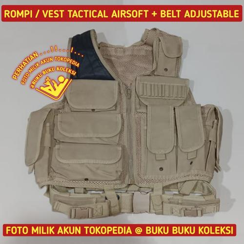 Jual ROMPI / VEST TACTICAL AIRSOFT + BELT WARNA CREAM / BEIGE / TAN ...