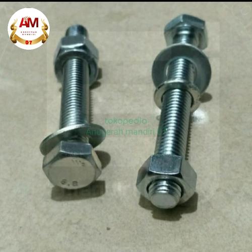 Jual baut mur baja 8.8 m8x60mm putih galvanis kunci13/baut mur baja 8.8 ...