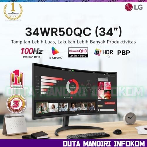 Promo LG 34WR50QC B 34" Inch Curved - Ultrawide QHD IPS sRGB FreeSync ...