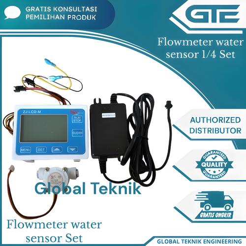 Jual flow meter water sensor display 1/4 flow meter sensor 1/4 1 Set ...