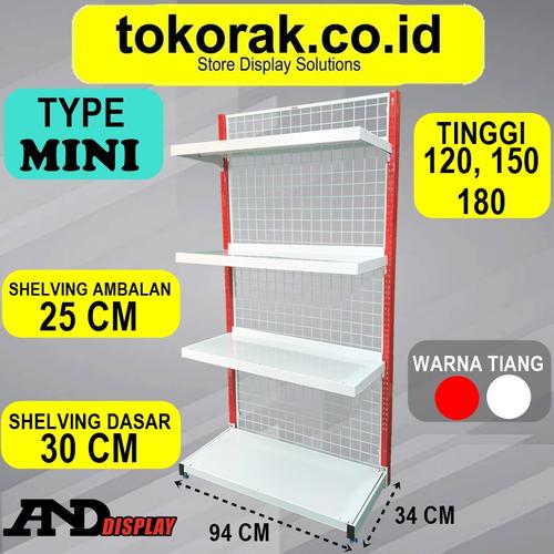 Jual RAK GONDOLA MINIMARKET SINGLE MINI KR 30 / 25 CM AMBALAN SHELVING RAK SUPERMARKET RAK WALL ...