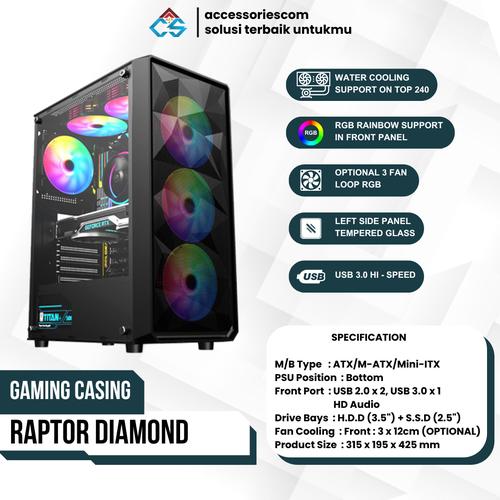 Jual Casing Gaming PowerUp Raptor Diamond - Casing Gaming - NON FAN ...