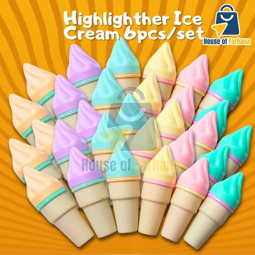Jual Stabilo Lucu 1 Set Stabilo Es Krim Highlighter Ice Cream Cone (1 ...
