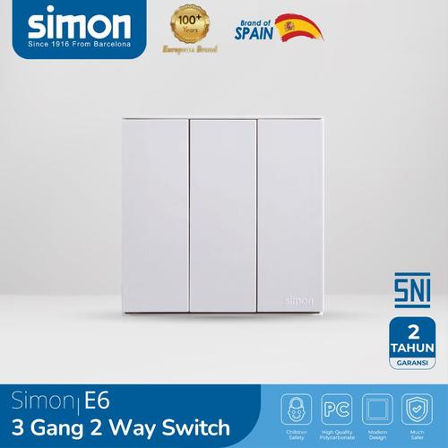 Jual SIMON E6 3 Gang 2 Way Switch / Saklar Pemutus arus/Tombol lampu ...