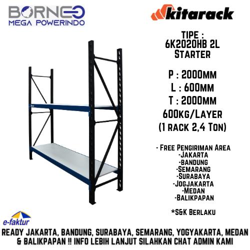 Jual KITARACK WAREHOUSE RACK 6K2020 STARTER HEAVY DUTY 3 LAYER 600KG ...