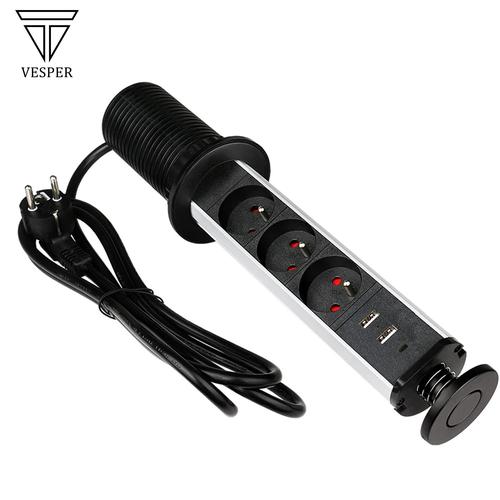 Jual pull up stand socket 3slot + USB type A + type C stop kontak ...