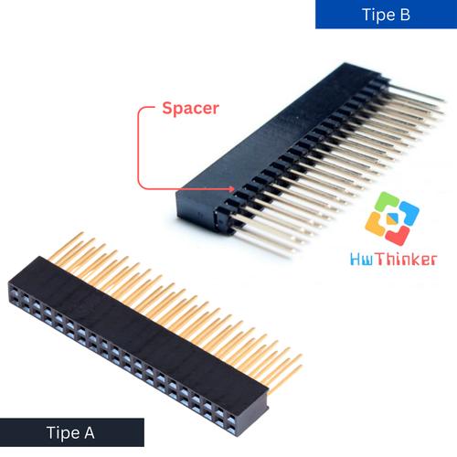 Jual Stackable Header Female for Raspberry Pi Hat 40P Double Row 2x20 ...