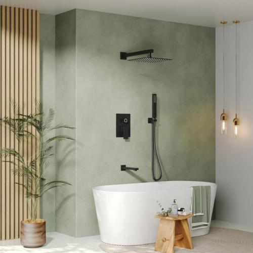 Jual KRAN TANAM MIXER KOTAK HITAM SET/SHOWER TANAM SET BLACK PANAS ...