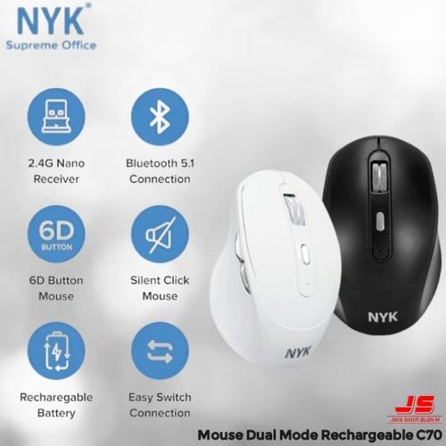 Jual Mouse Wireless Bluetooth Rechargeable NYK C70 Silent Click ...