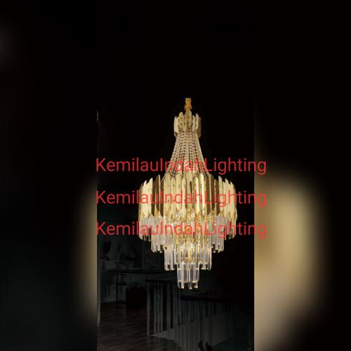 Promo SL6618-600X1100 LAMPU GANTUNG HIAS KRISTAL MINIMALIS MODERN ELEGAN VOID TANGGA RESTORAN ...
