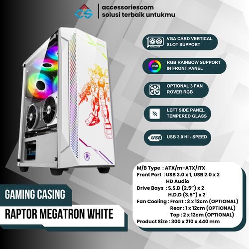Jual CASING GAMING RAPTOR TRANSFORMERS MEGATRON WHITE - CASING GAMING ...