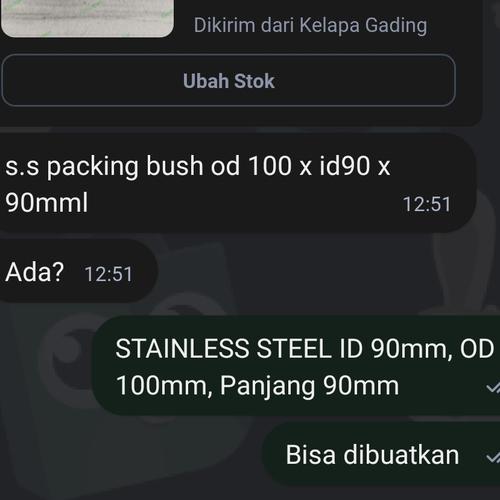 Jual PACKING BUSH ID 90mm, OD 100mm, Panjang 90mm STAINLESS STEEL ...