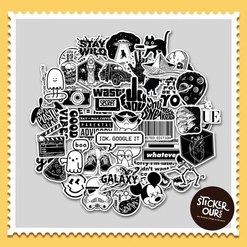 Jual STICKER PACK BLACK AND WHITE | STIKER TUMBLER LAPTOP KOPER HELM ...