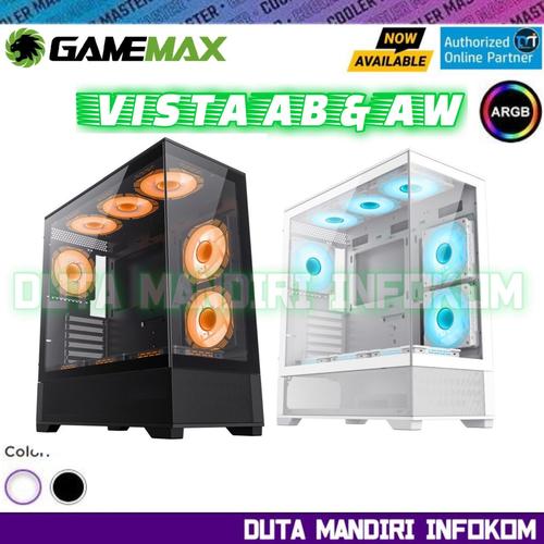 Promo Gamemax Vista AB I AW - Panoramic Tempered Glass Mid tower ATX ...