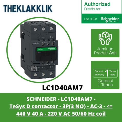 Jual SCHNEIDER - LC1D40AM7 - TeSys D contactor - 3P 3NO - AC-3 - 440 V ...