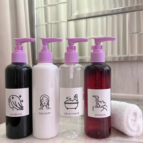 Jual botol 250ML STIKER GAMBAR KECIL PUMP LILAC UNGU . aesthetic bottle ...