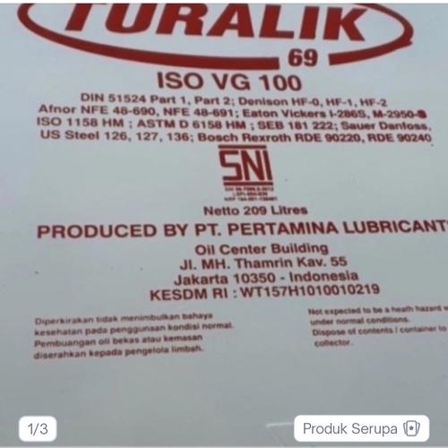Jual oli hidrolik pertamina Turalik 69 Iso Vg 100 pelumas isi 209liter - Jakarta Barat - CITRA ...
