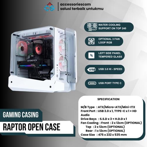 Jual Casing PC Gaming ATX RAPTOR OPEN CASE Gaming PC White - Kota ...