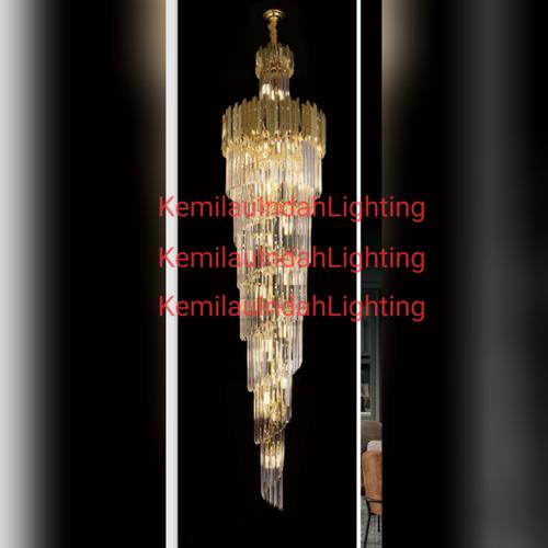 Promo SL6618-600X2600 LAMPU GANTUNG HIAS KRISTAL MINIMALIS MODERN ELEGAN VOID TANGGA RESTORAN ...