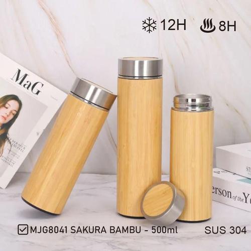Jual Tumbler Sakura Bambu 500ml Botol air minum stainles motif bambu ...