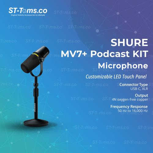 Jual Shure MV7+ Podcast Kit / MV7 Plus Podcast Kit Microphone Enhanced Audio LED Touch Panel USB ...