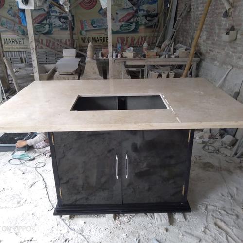 Jual Meja Dapur Batu Granit Hitam Variasi Batu Marmer Putih + Lubang ...