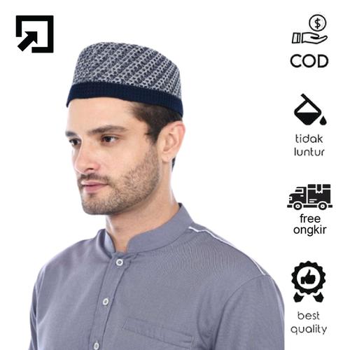 Jual Kopiah Rajut Peci Muslim Premium Dewasa Anak Jordan Rahmen Terbaru - Blue White, No 1 Anak ...