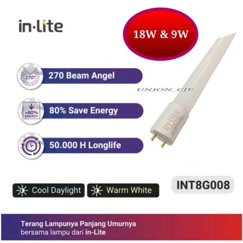 Jual Lampu TL T8 LED 9 Watt inlite INTG008 Panjang 60 cm - Kuning ...