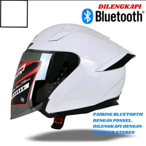 Jual HELM ALV GENOS VERSI BLUETOOTH SOLID WHITE SINGLE VISOR - BLACK ...