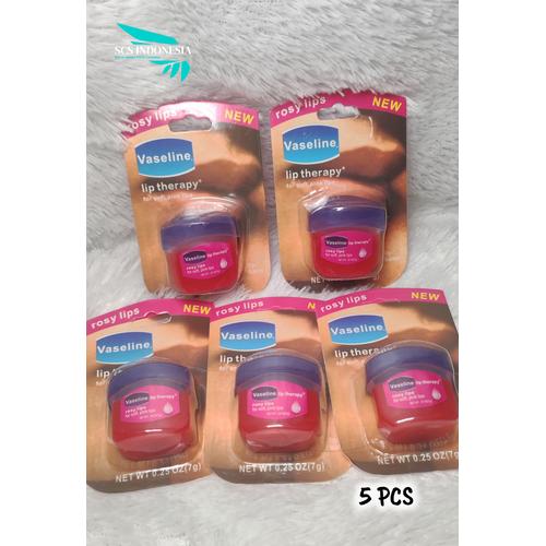 Promo Vaseline Lip Therapy Rosy lips Soft Pink Lim balm 5 PCS Original ...