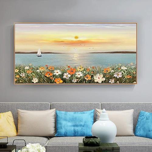 Jual Lukisan dinding abstrak tekstur pemandangan laut minimalis include ...