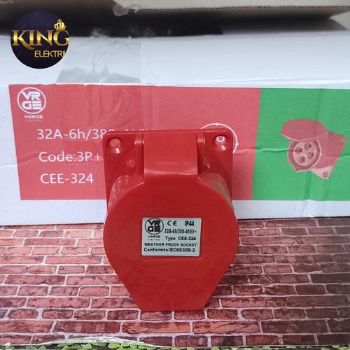 Jual Industrial Panel Mounting Socket 4Pole 4 Pole 32A CEE 324 4Pin 4 Pin 32 A Stop Kontak ...