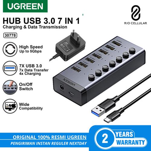 Jual UGREEN 7 Port USB HUB Data Transfer & Charging with Adaptor DC - 4 ...