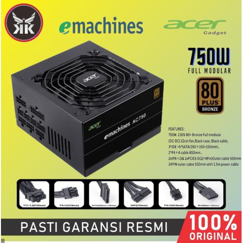 Jual POWER SUPPLY ACER AC750 750W 80+BRONZE FULL MODULAR PCI 5.0 - Kota ...